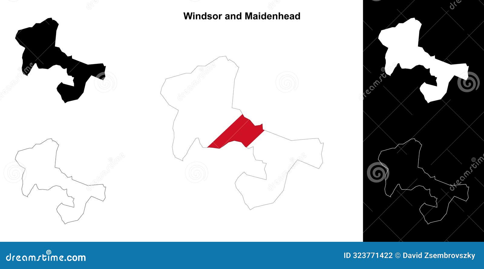 Windsor and Maidenhead Outline Map Stock Vector - Illustration of ...