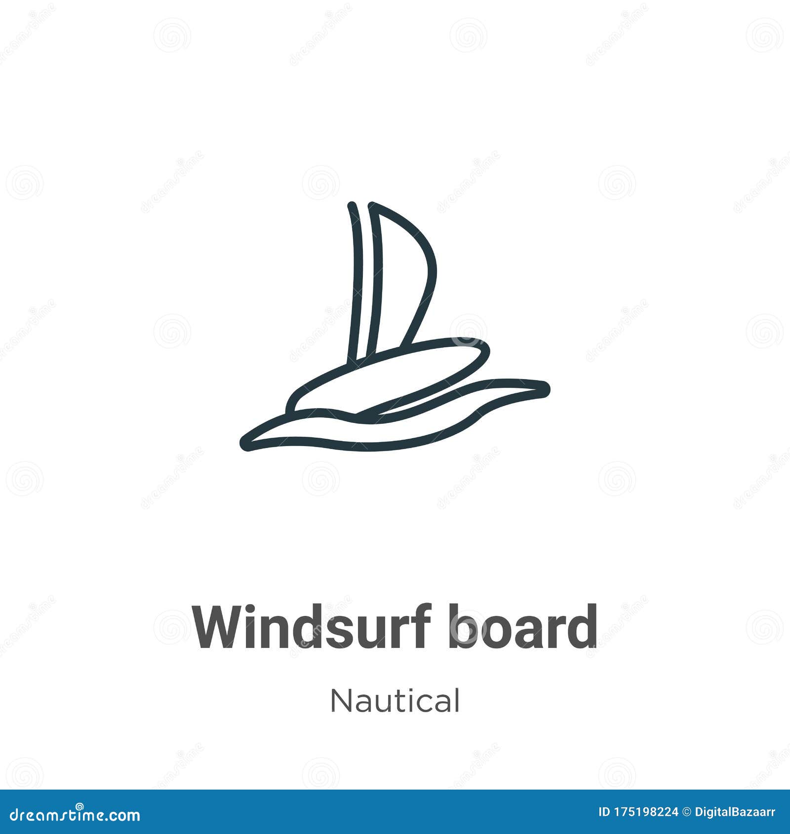 Windsurf Board Outline Vector Icon. Thin Line Black Windsurf Board Icon ...