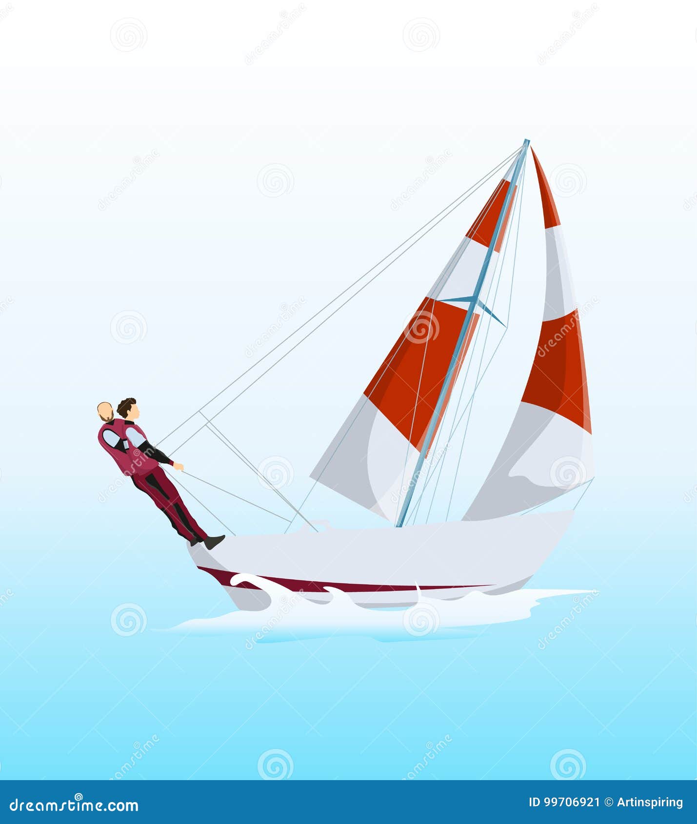 Windsurf Athlete On A Wave, Hand Drawing Vector Illustration ...
