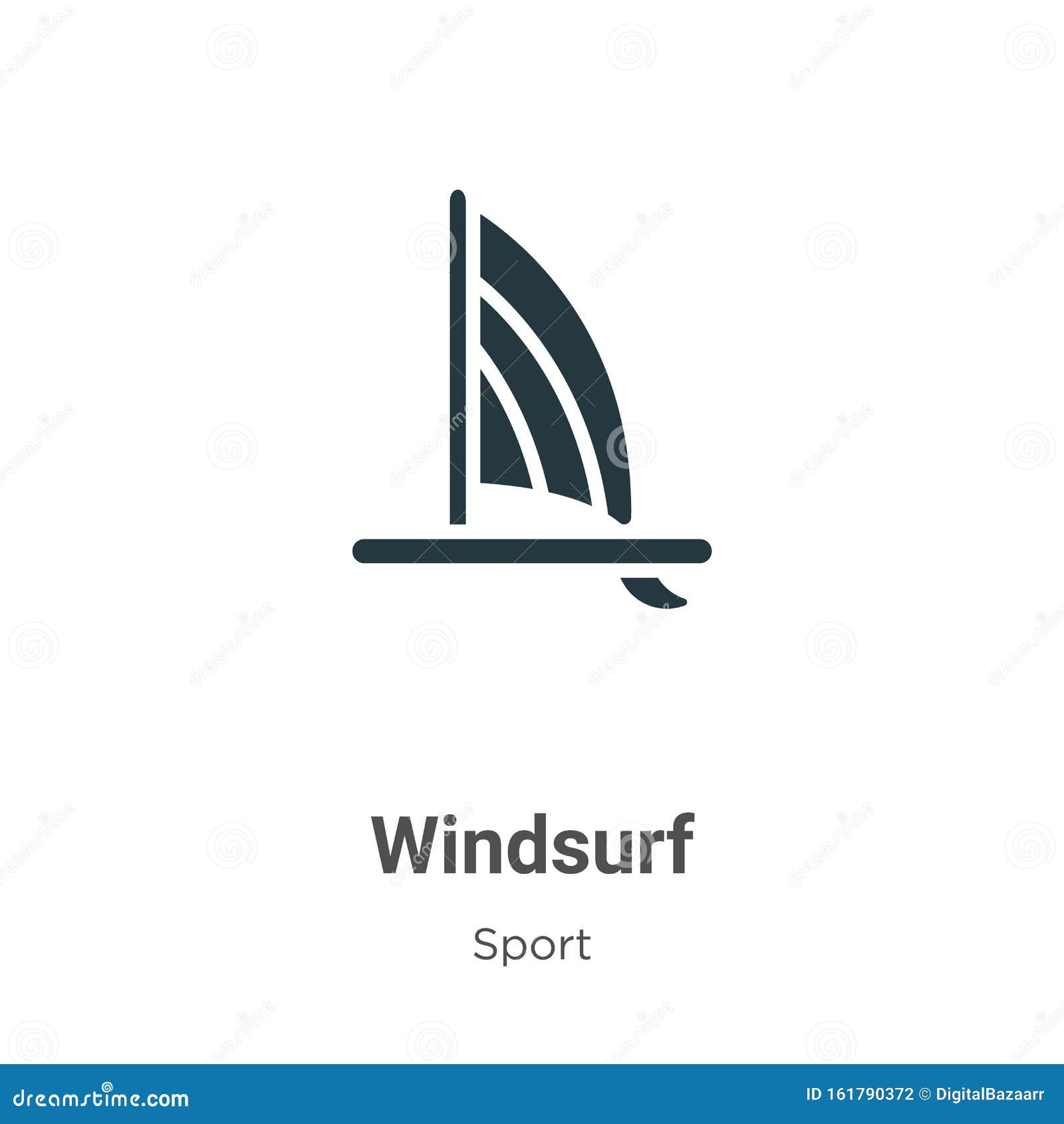 Windsurf Vector Icon on White Background. Flat Vector Windsurf Icon ...