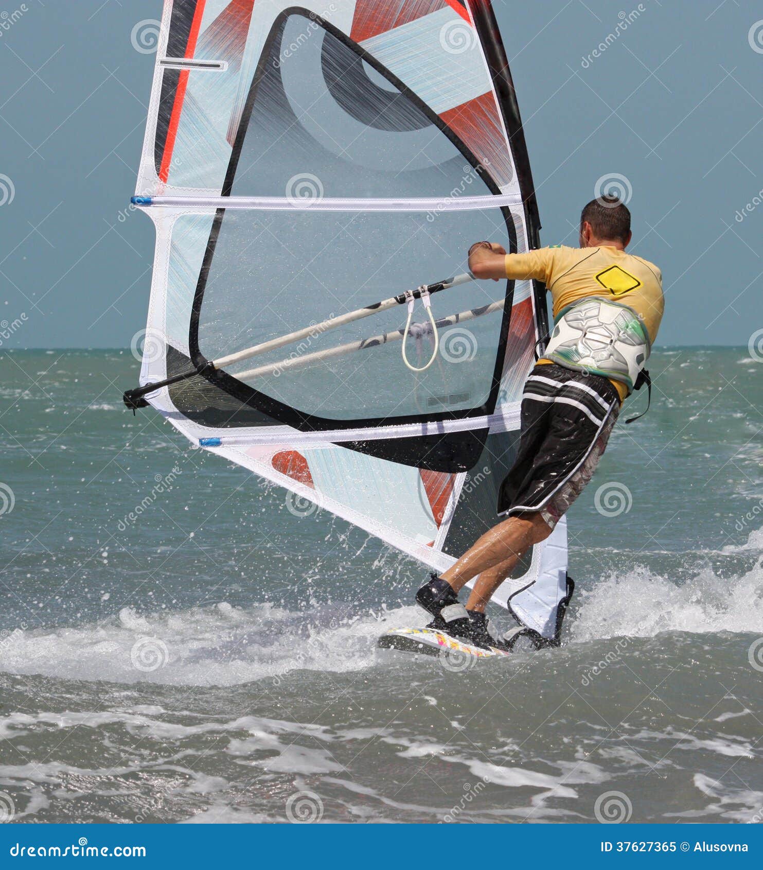 Windsurfer by back stock image. Image of ocean, detail - 37627365