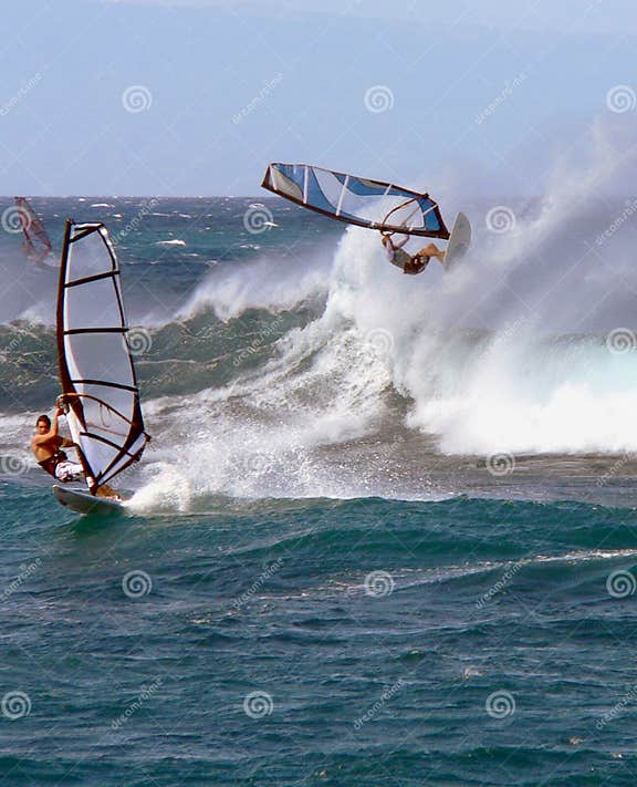 A windsurfer in big waves stock photo. Image of teenage - 154758