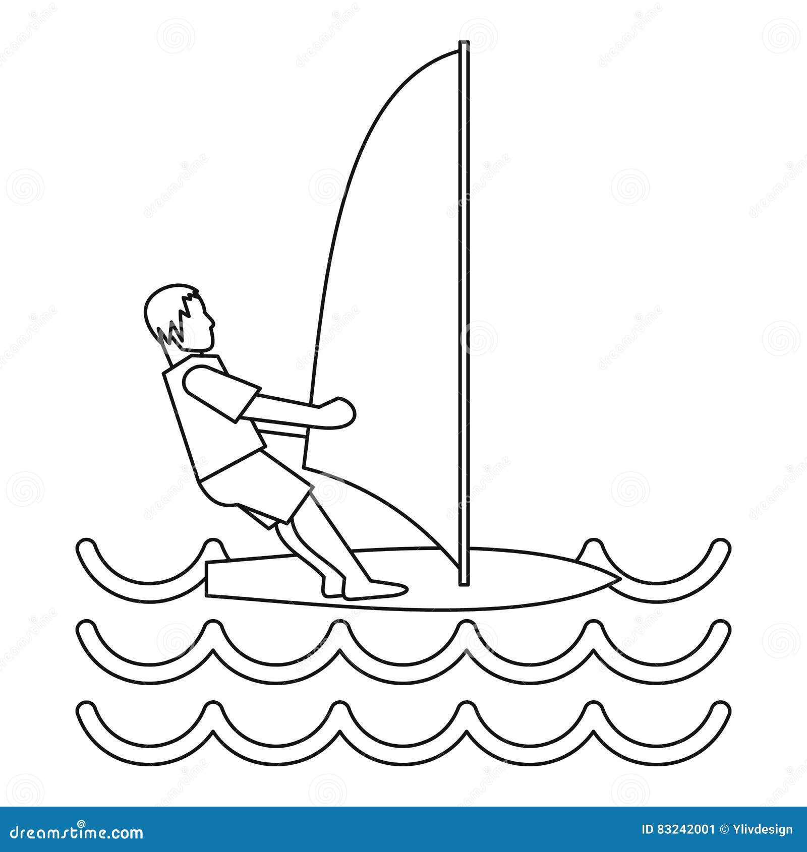 Windsurfer Icon, Simple Style Stock Vector - Illustration of freedom ...