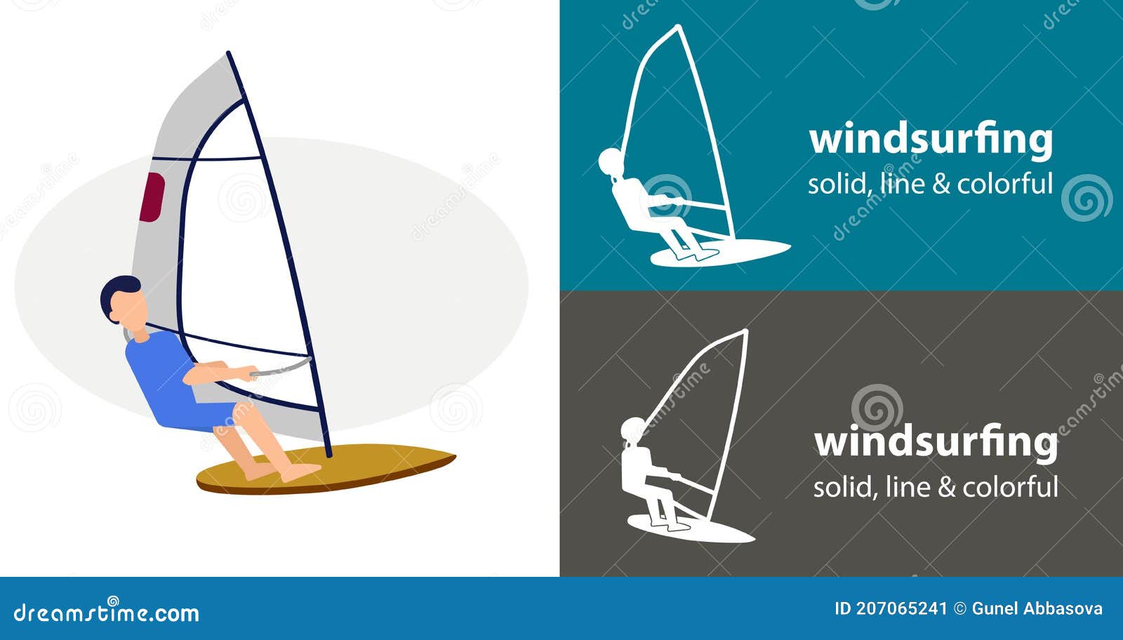 Windsurfer Solid Icon, Waterpark Concept, Windsurfing Sign On White ...