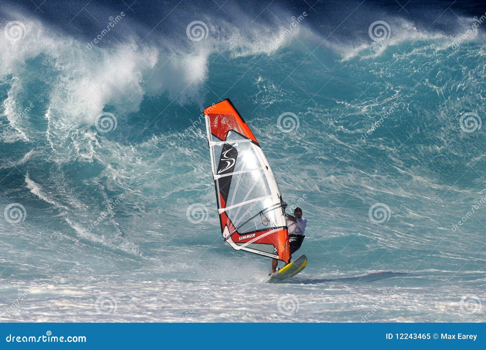 Windsurfer and large wave editorial image. Image of active - 12243465