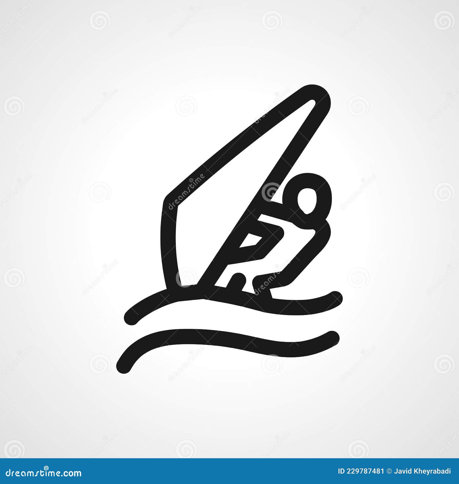 Windsurfer Line Icon, Waterpark Concept, Windsurfing Sign On White ...
