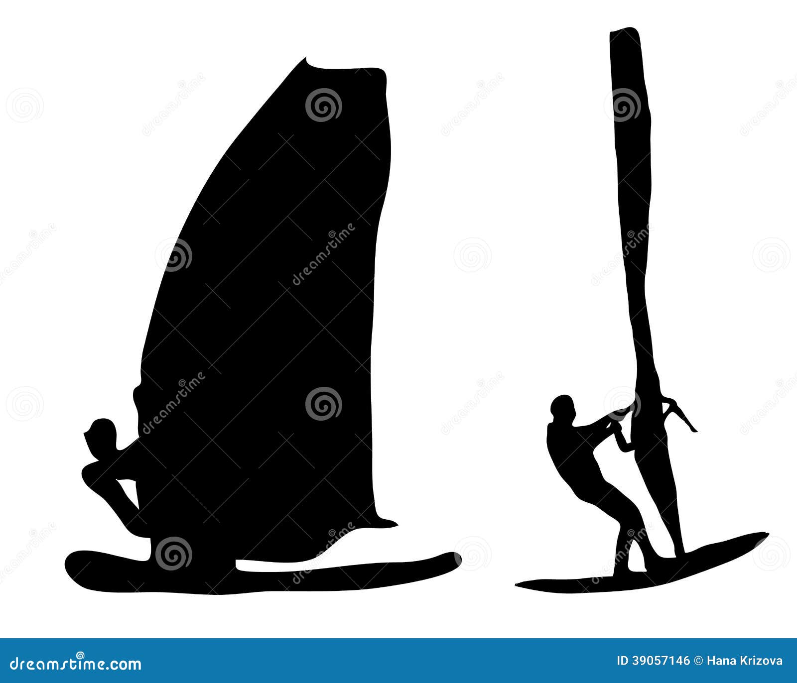 Windsurfer Silhouette Vector Illustration | CartoonDealer.com #106174524