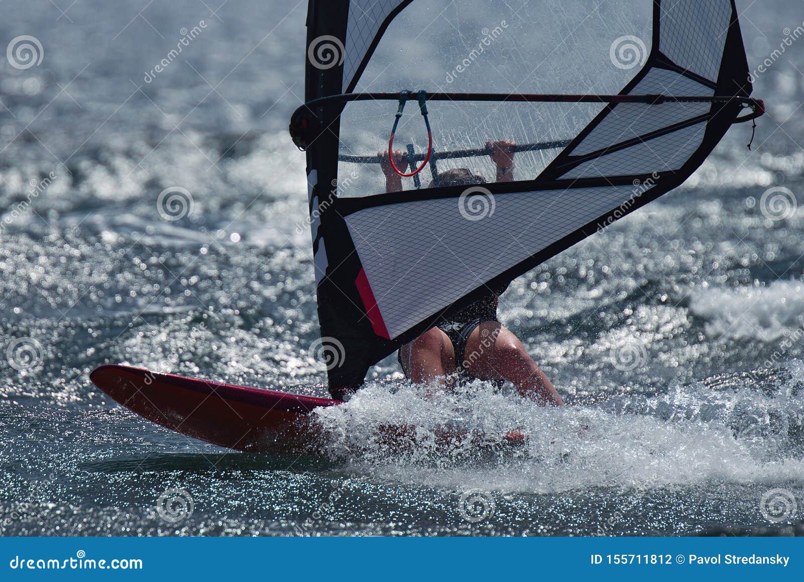 Windsurfer Surfing the Wind on Waves Stock Photo - Image of action ...