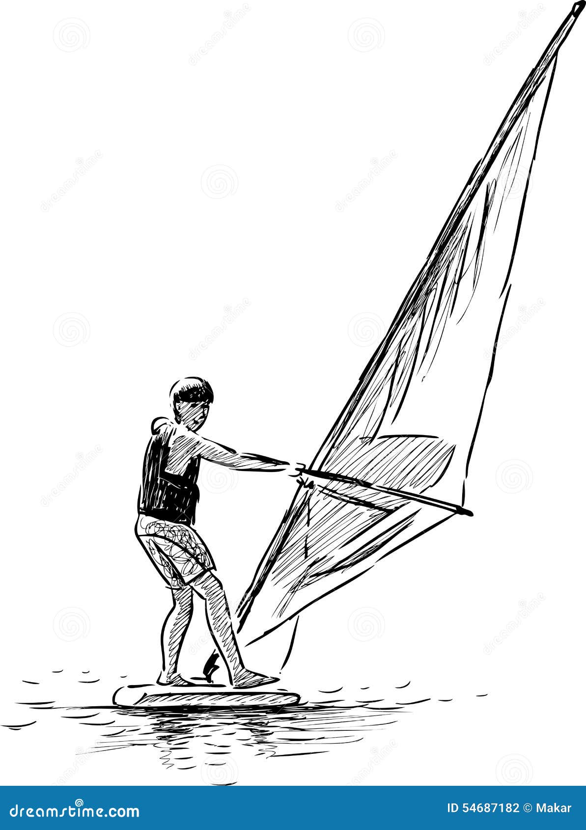 Windsurfer stock vector. Illustration of life, hand, sailing - 54687182
