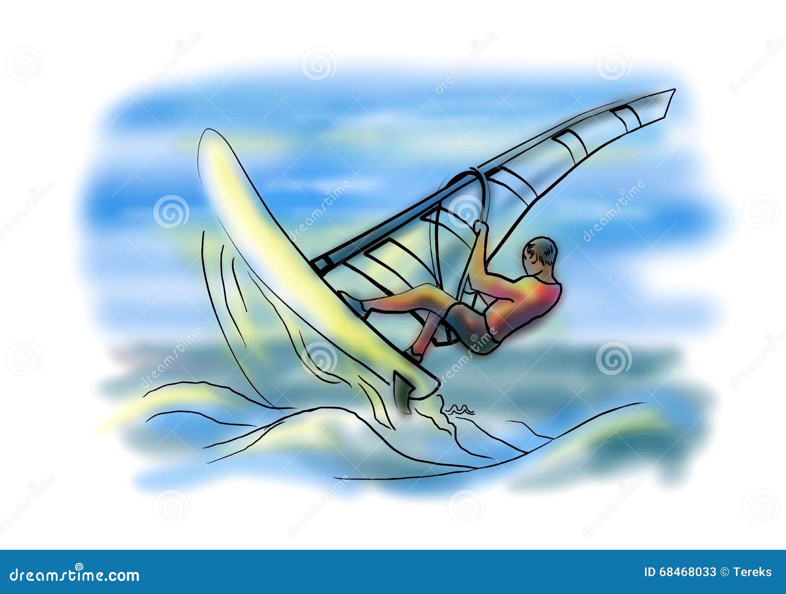 Windsurfer on the wave stock illustration. Illustration of freestyle ...