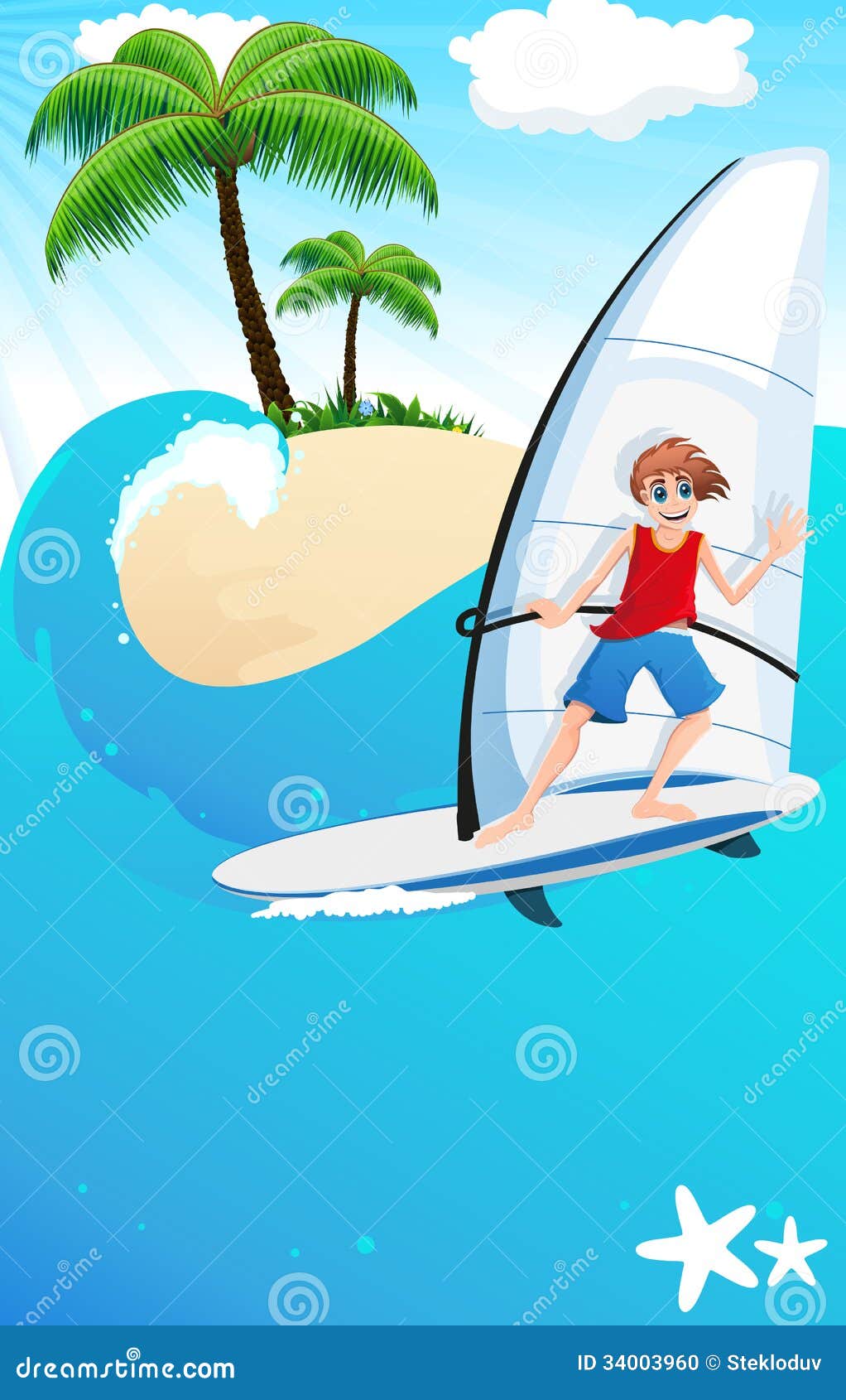 Windsurfer stock vector. Illustration of cloud, people - 34003960