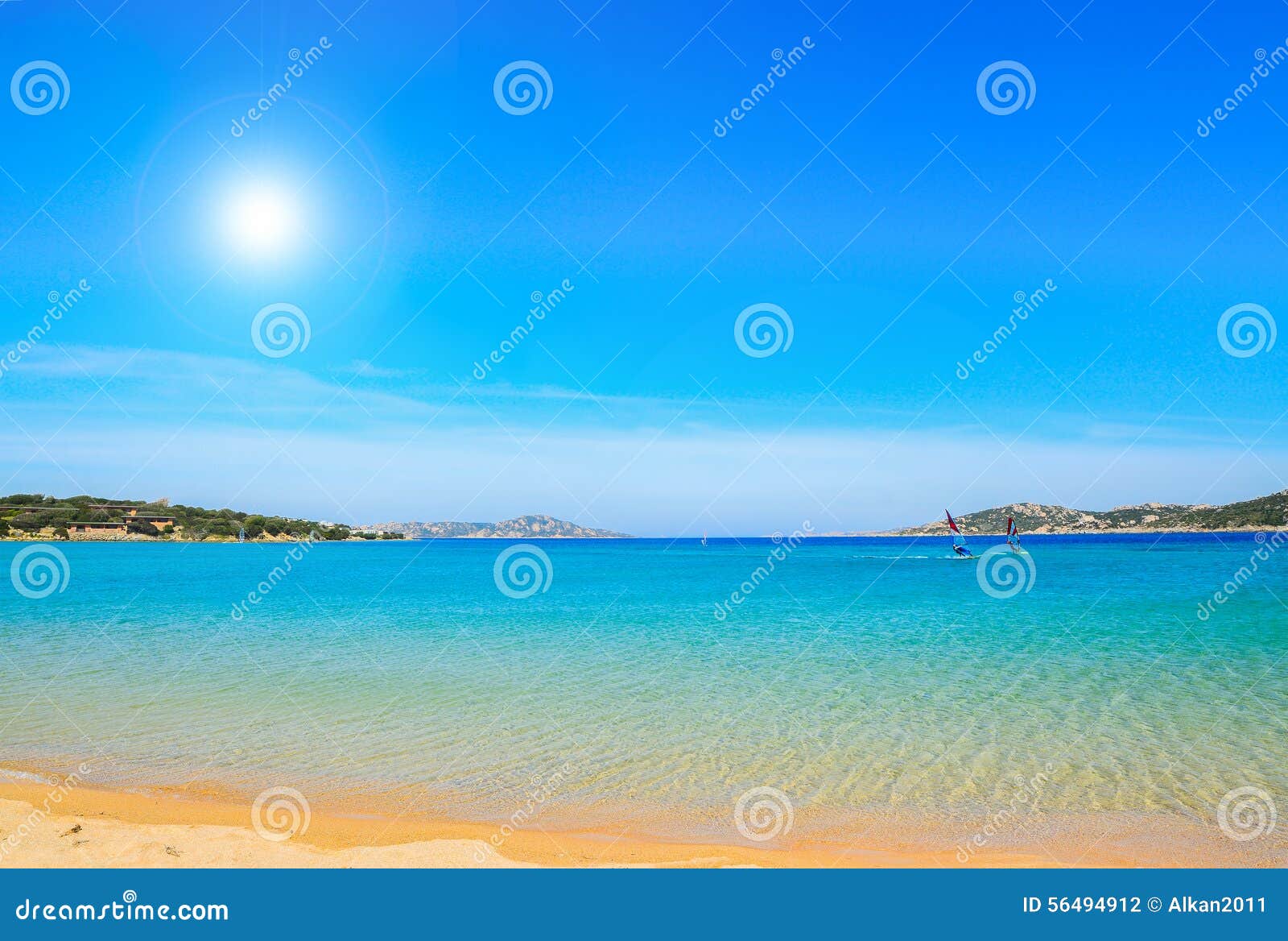 Windsurfers in Porto Pollo Beach Stock Photo - Image of mediterranean ...