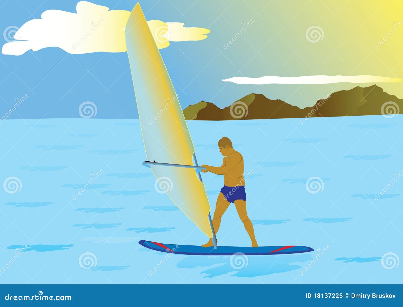 Windsurfing stock vector. Illustration of ocean, silhouette - 18137225