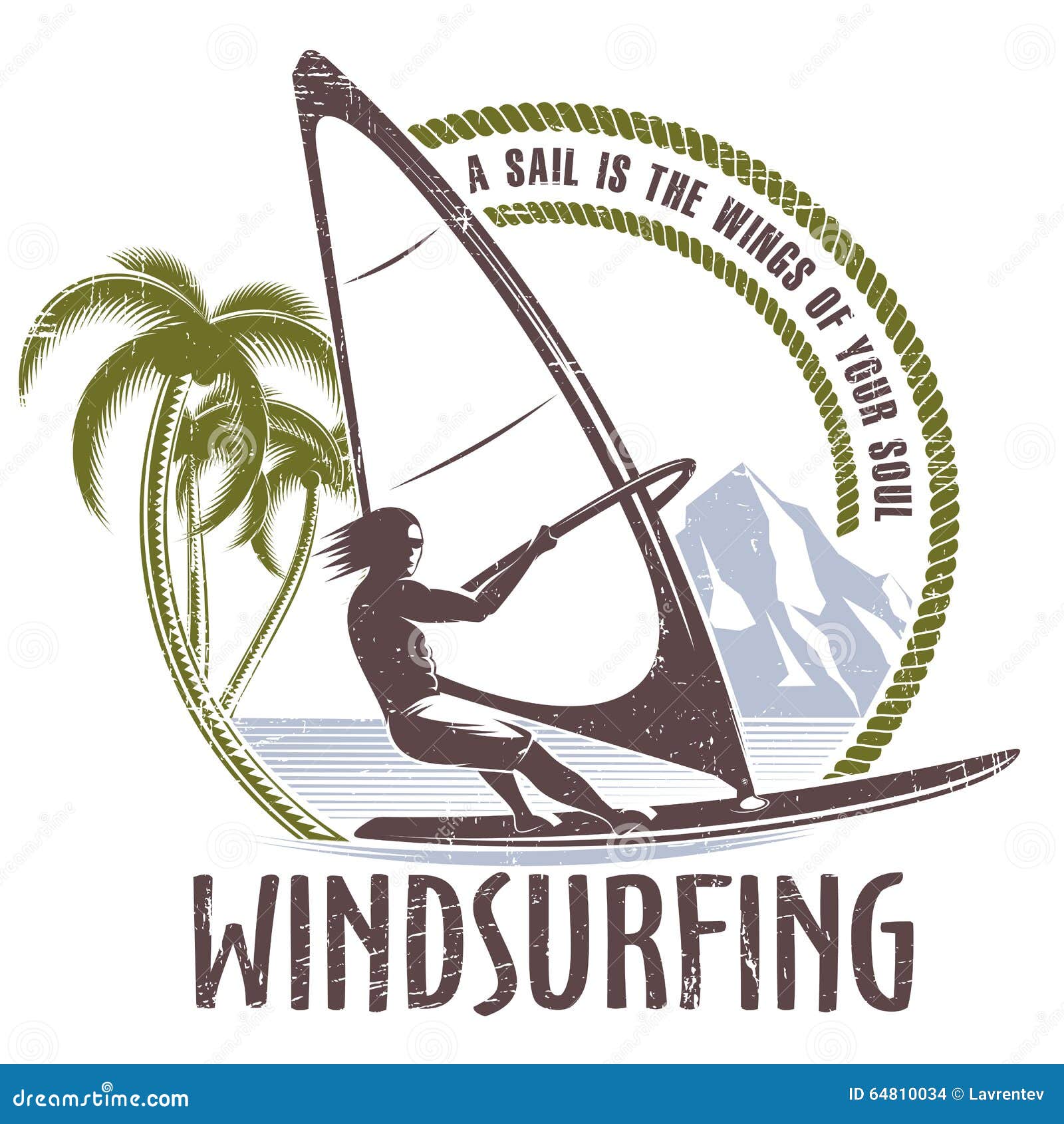 Windsurfing Emblem on a White Background Stock Vector - Illustration of ...
