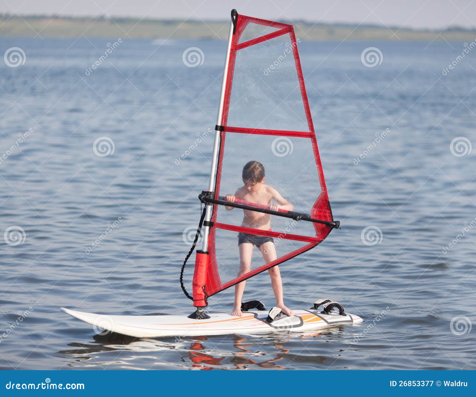 Windsurfing for little stock image. Image of destinations - 26853377