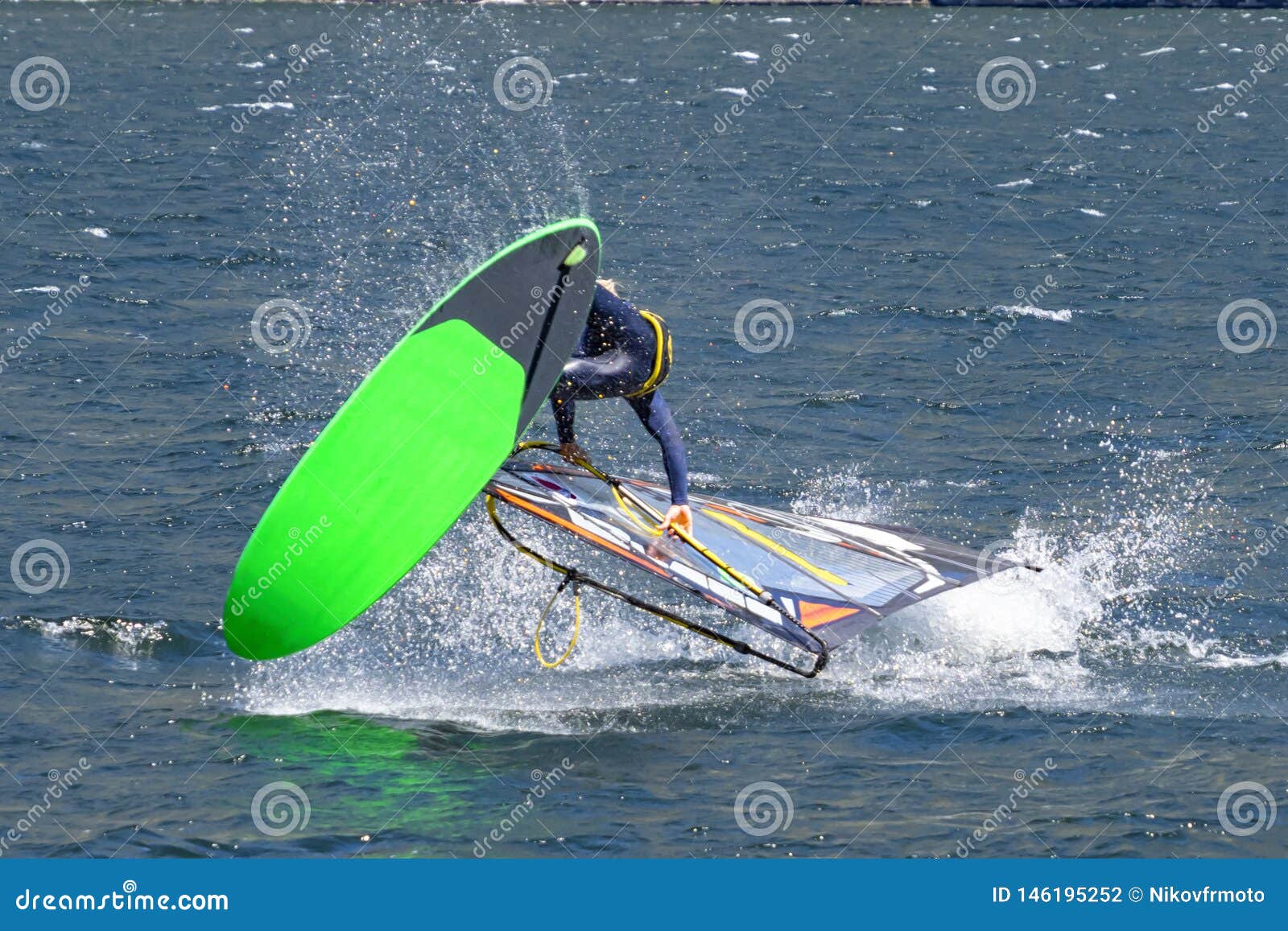 Windsurfing Scene on a Lake Stock Photo - Image of lake, extreme: 146195252