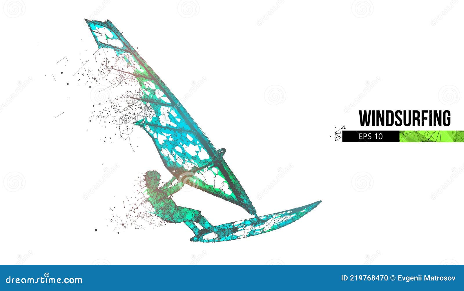 Windsurfing. Silhouette of a Windsurfer. Freeride Competition. Vector ...