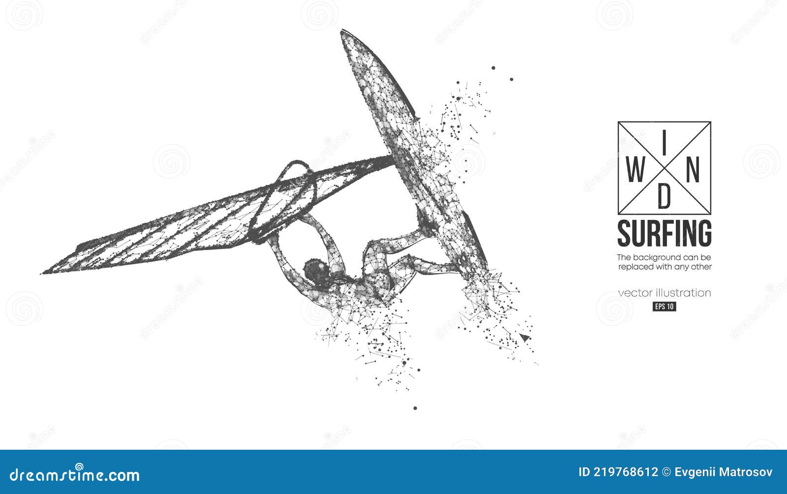 Windsurfing. Silhouette of a Windsurfer. Freeride Competition. Vector ...