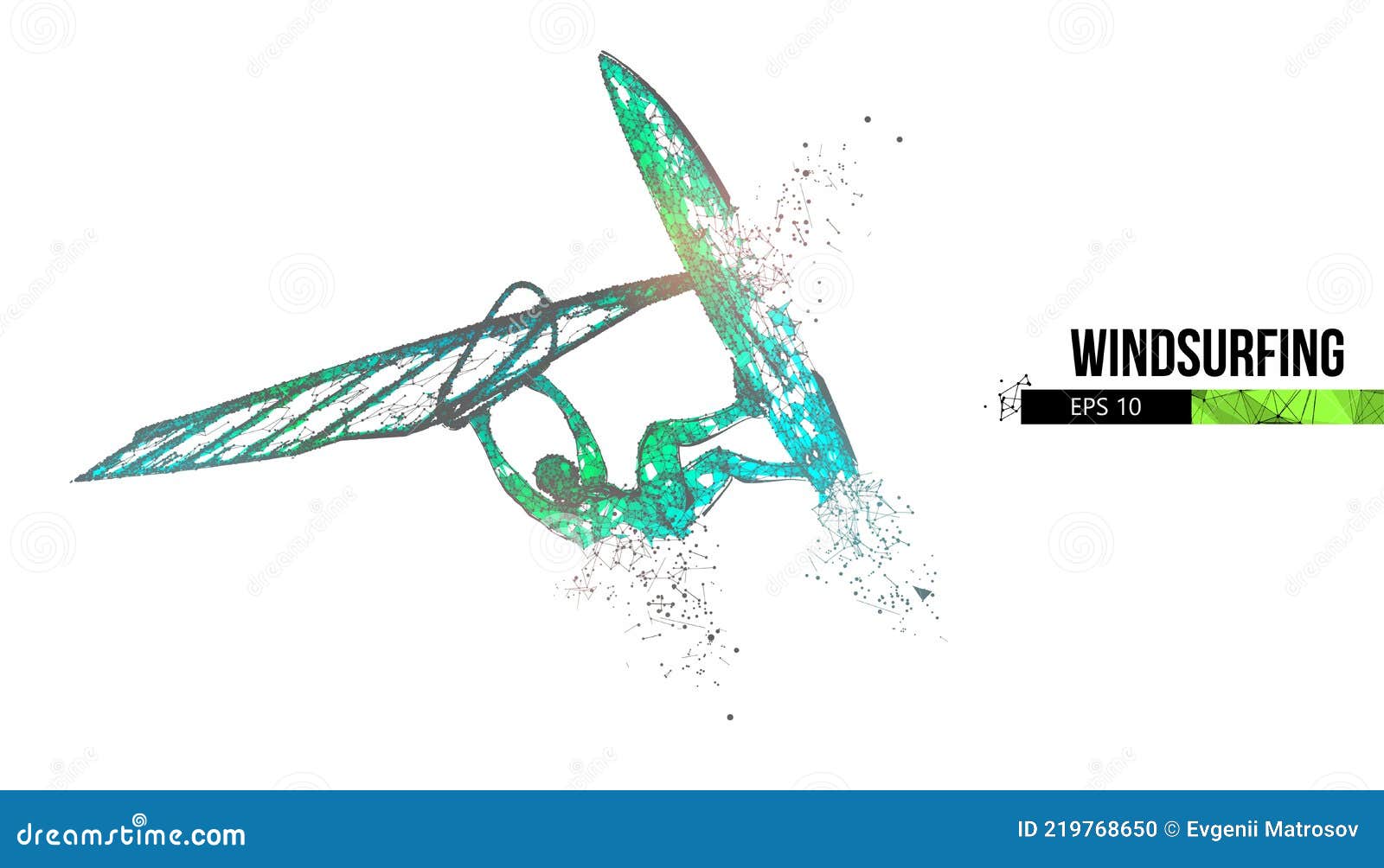 Windsurfing. Silhouette of a Windsurfer. Freeride Competition. Vector ...