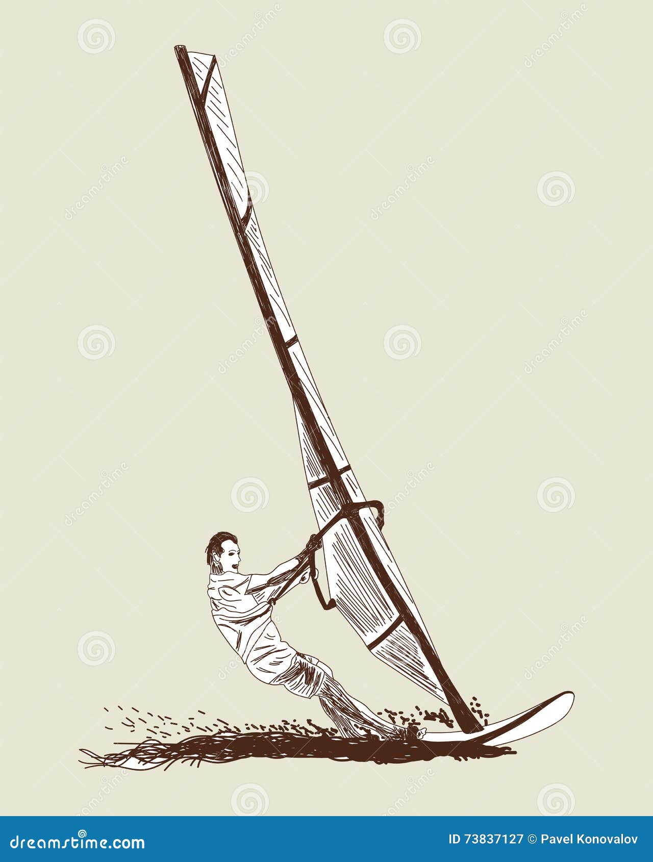 Windsurfing sketch stock vector. Illustration of pencil - 73837127