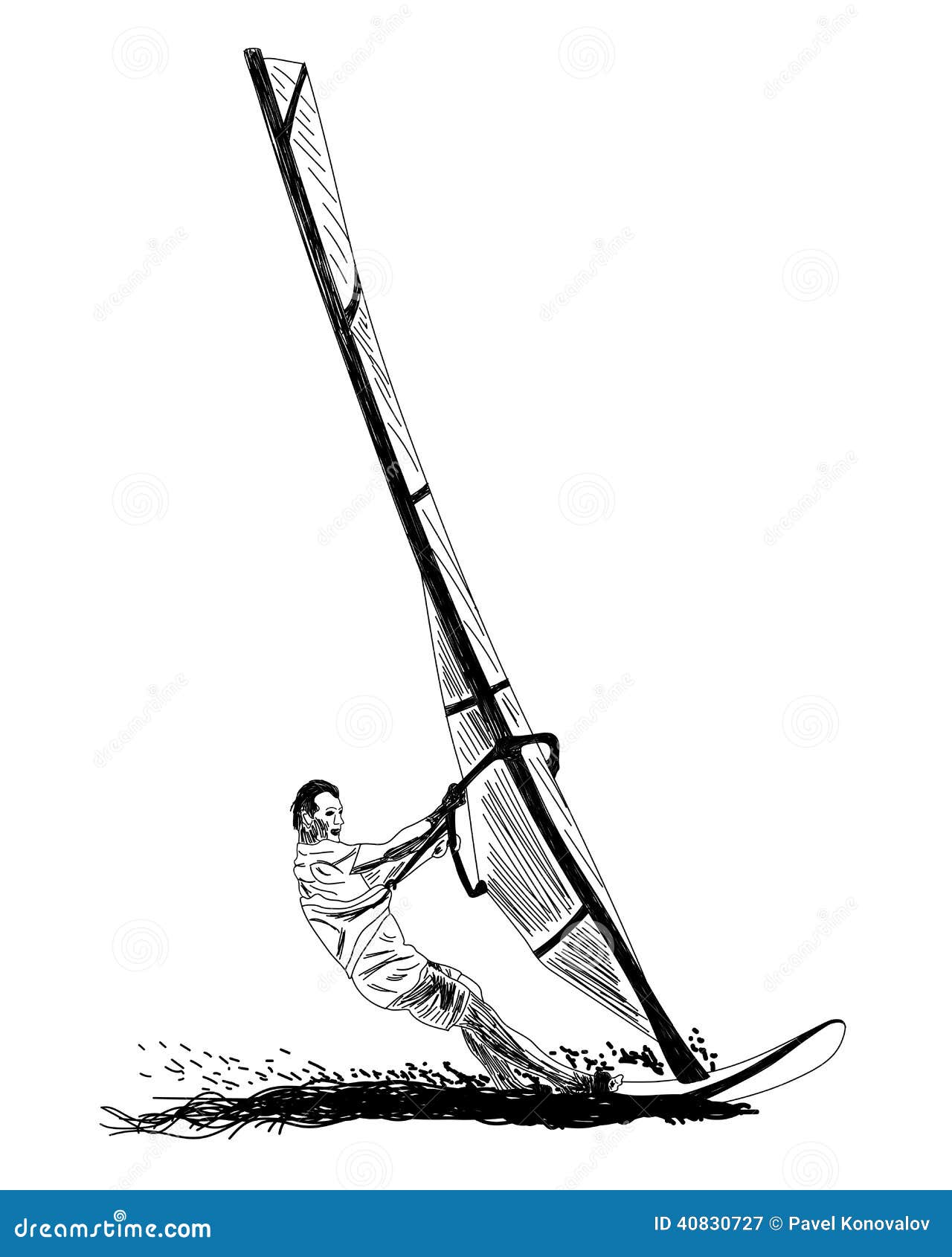 Windsurfing sketch stock vector. Illustration of extreme - 40830727