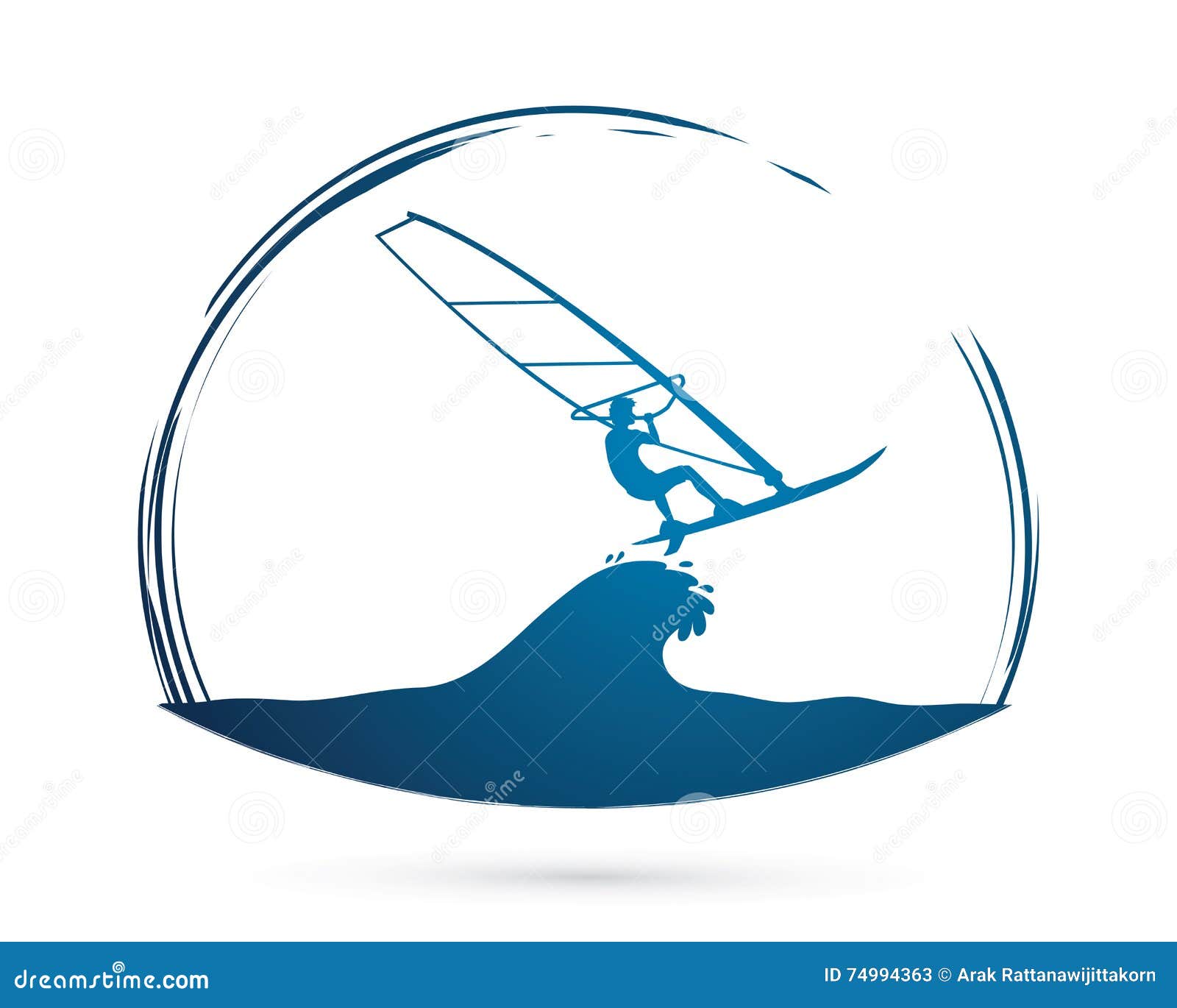 Windsurfing stock vector. Illustration of smart, blue - 74994363