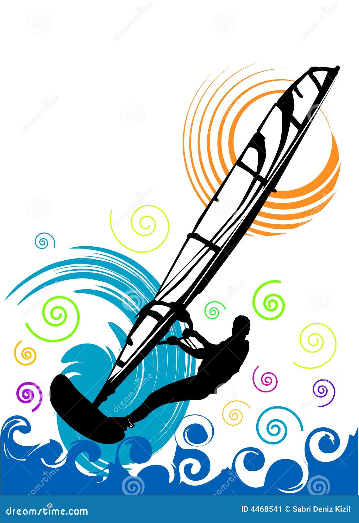 Windsurfing vector stock vector. Illustration of retro - 4468541