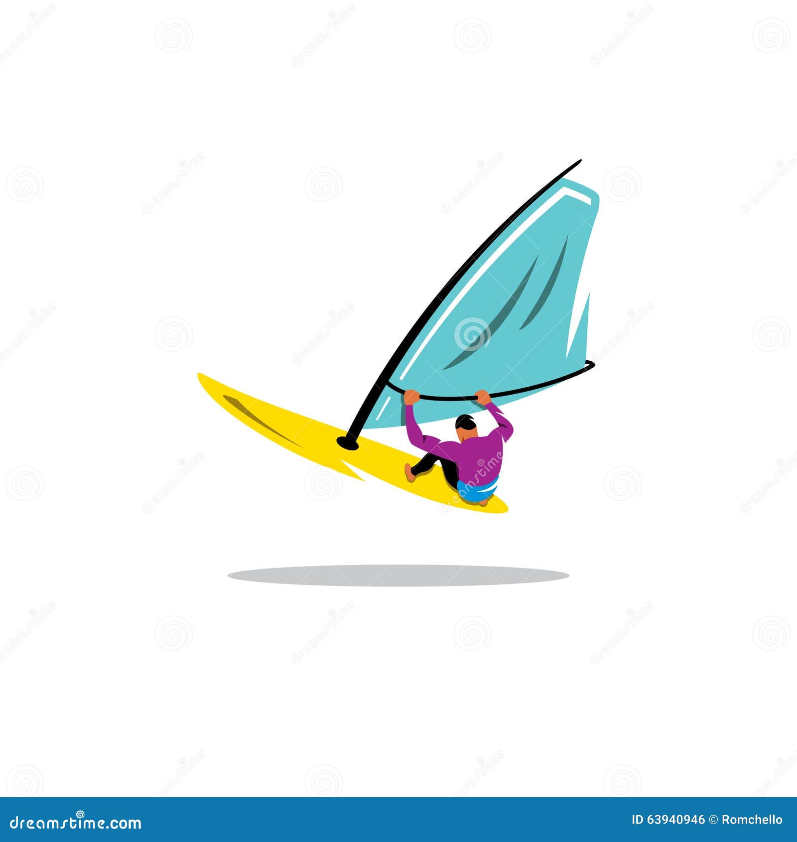 Windsurfing. Vector Illustration Stock Vector - Illustration of ocean ...