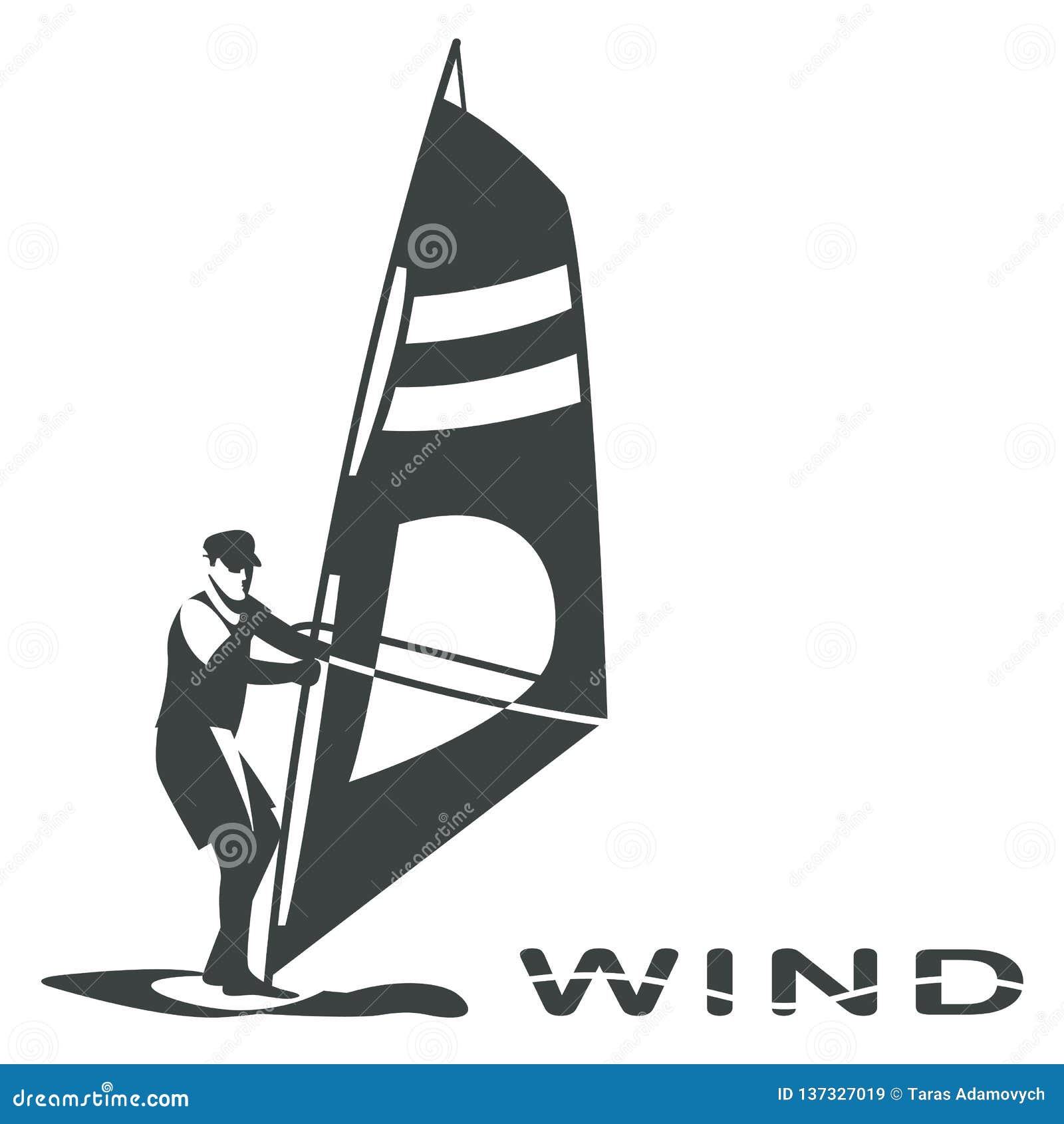 Windsurfing ,vector Illustration ,lining Draw , Front Stock Vector ...