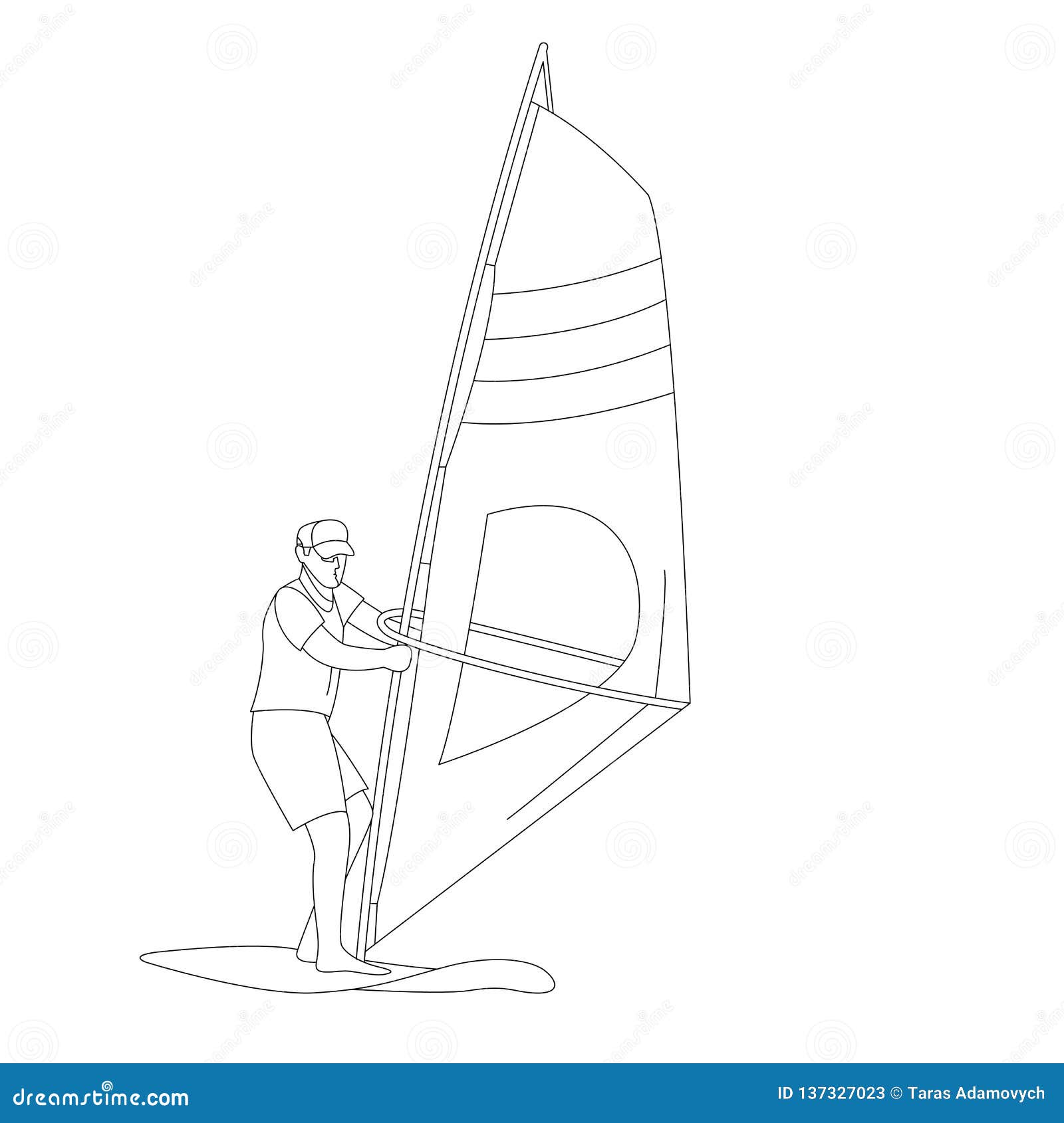 Windsurfing ,vector Illustration ,lining Draw , Front Stock Vector ...