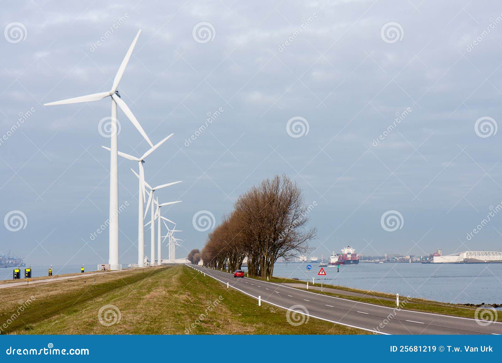 Windturbines Dutch in Harbor of Rotterdam Stock Image - Image of ...