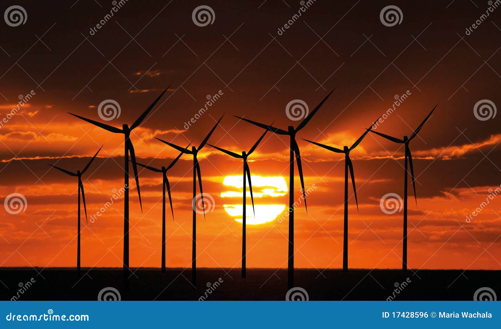 Windturbines at sunset stock photo. Image of industry - 17428596