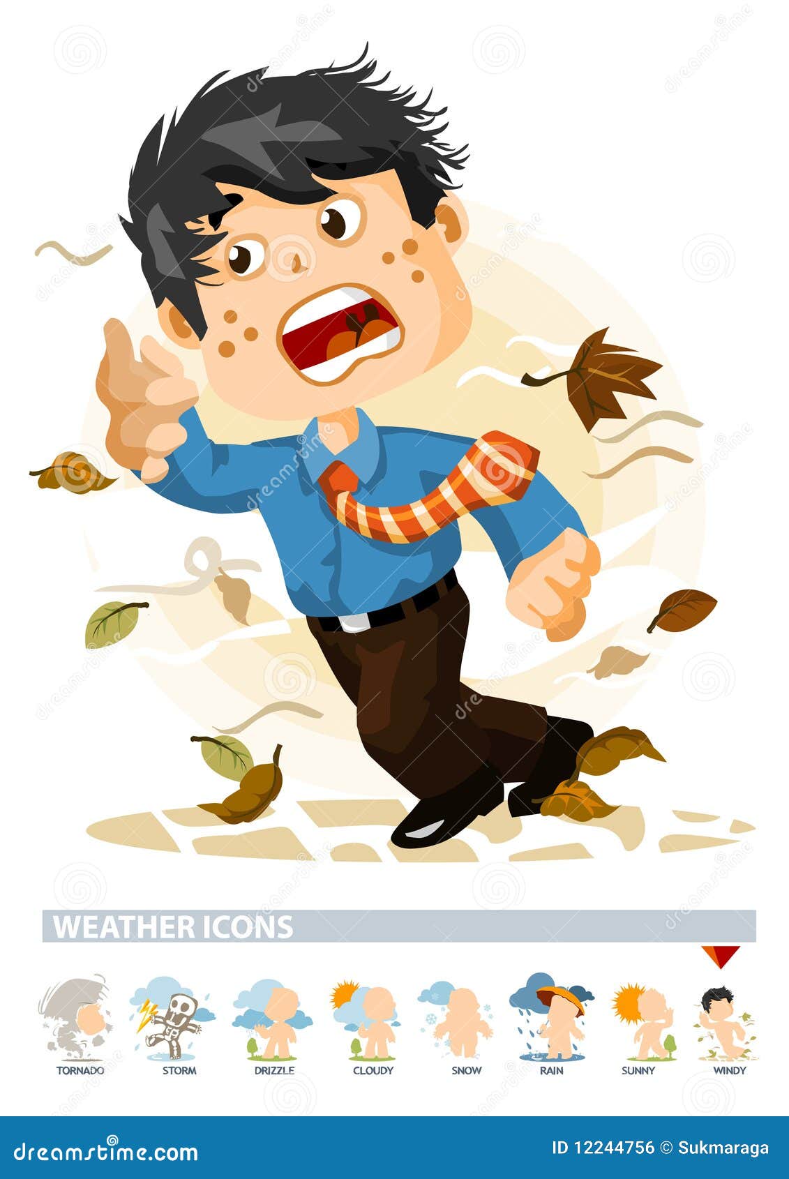 Windy or Autumn. Weather Icon Stock Illustration - Illustration of ...