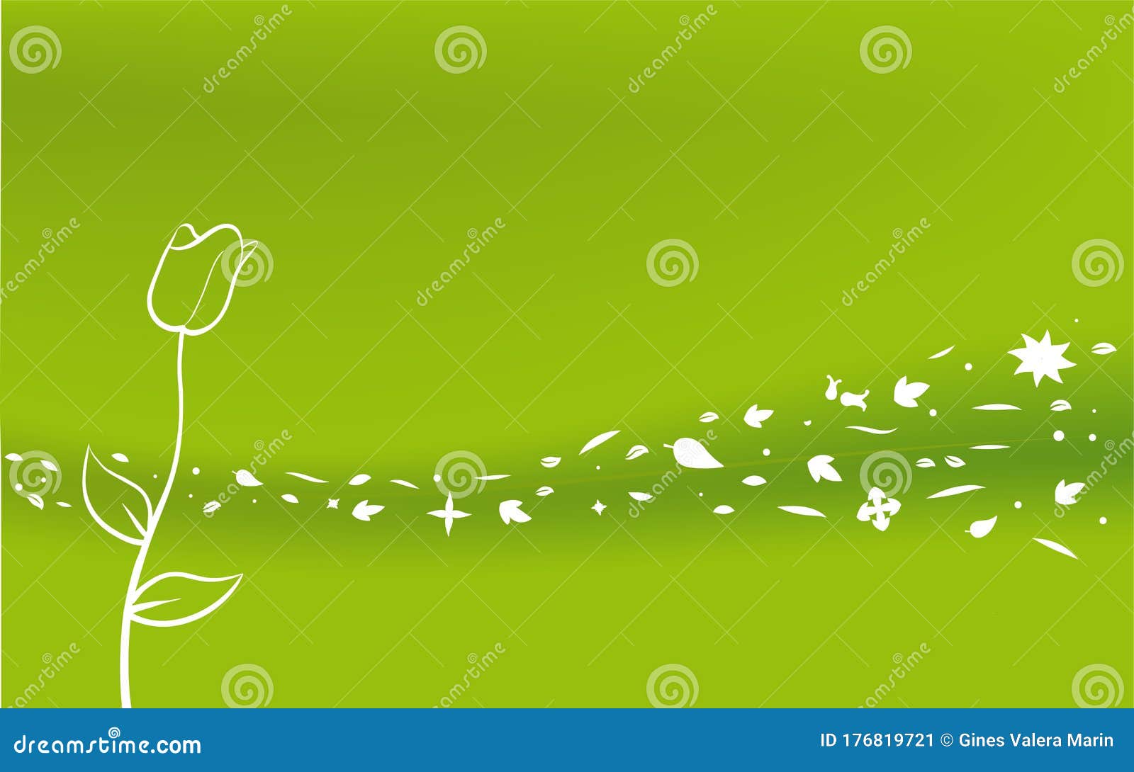 Windy Background in Spring. Leaf Icons in the Storm Stock Illustration ...