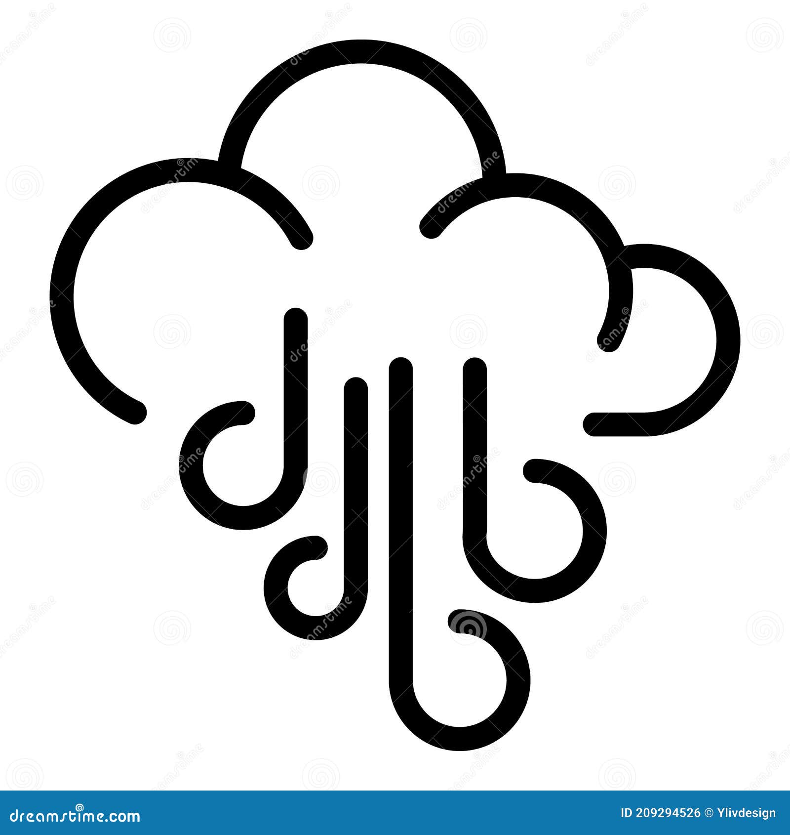 Windy Day Cloud Blowing Wind And Leaves Vector Illustration ...