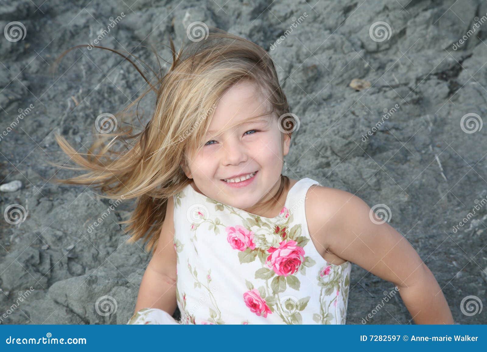 Windy day stock image. Image of happy, girl, child, beach - 7282597