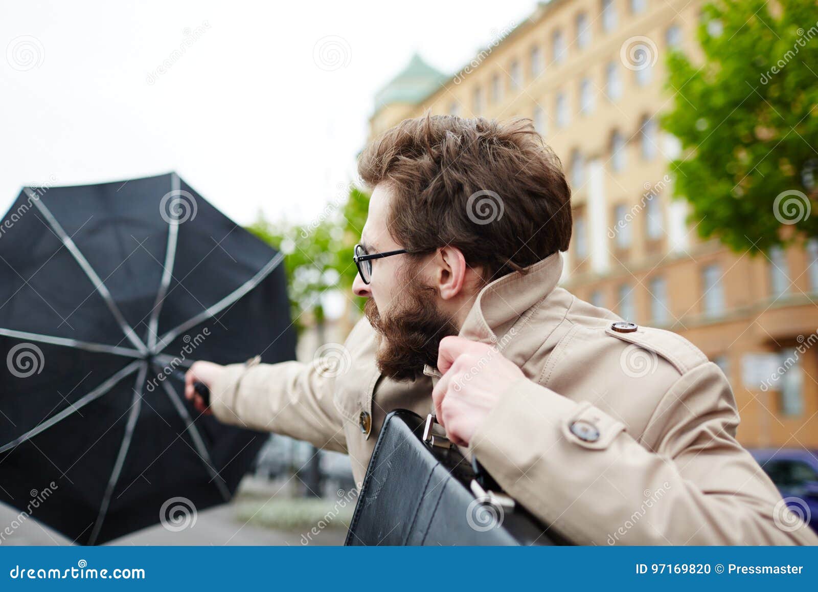 Windy day stock photo. Image of businessman, season, weather - 97169820