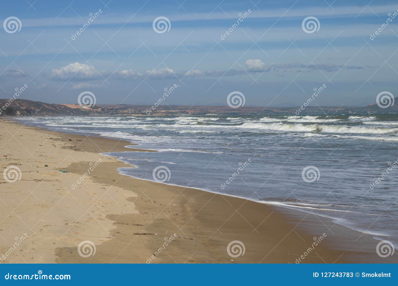 Windy Day on Sandy Beach in Mui Ne Stock Image - Image of relaxation ...