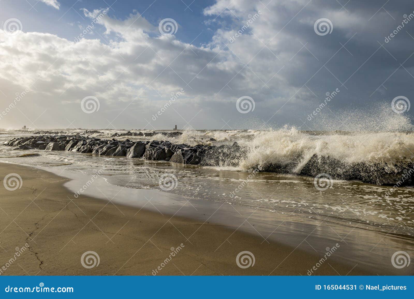 Windy day on the seaside stock image. Image of foam - 165044531