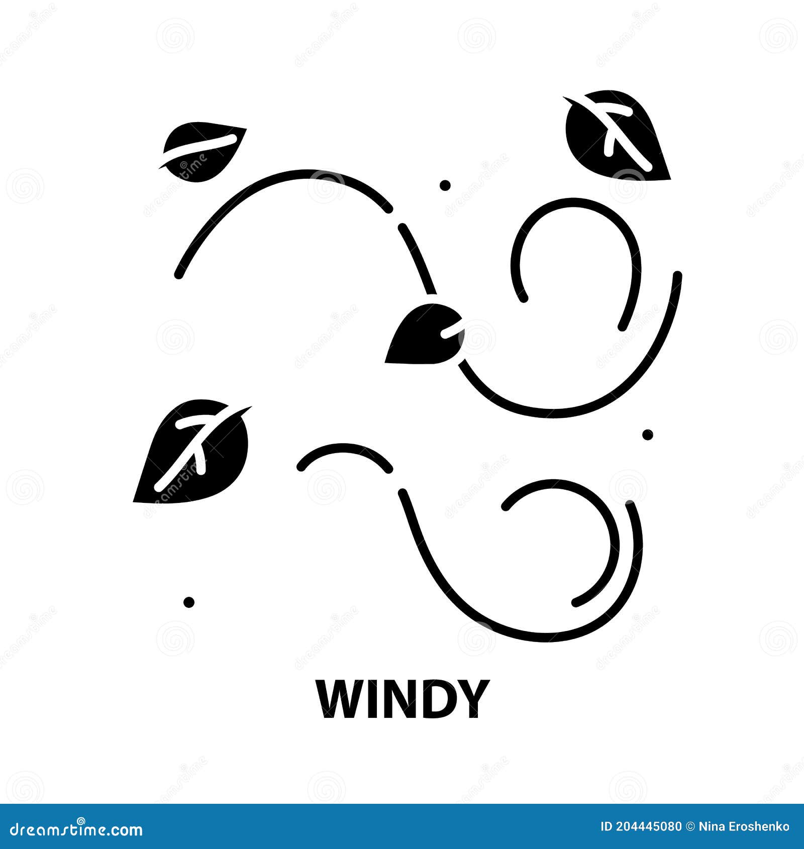 Windy Icon, Black Vector Sign with Editable Strokes, Concept ...