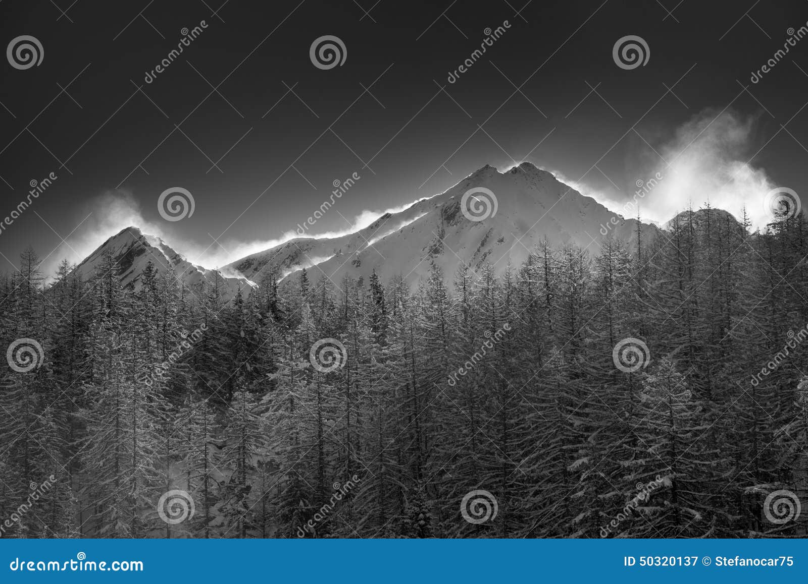 Windy Mountain Lanscape after a Recent Snow Day Stock Image - Image of ...