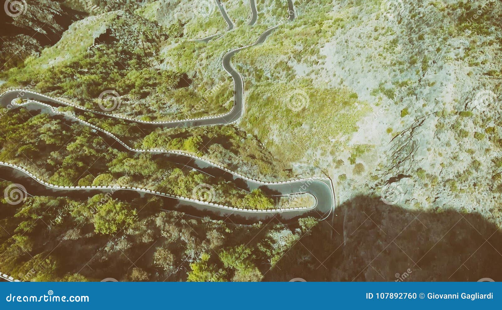 Windy Mountain Road, Aerial View Stock Photo - Image of travel, path ...