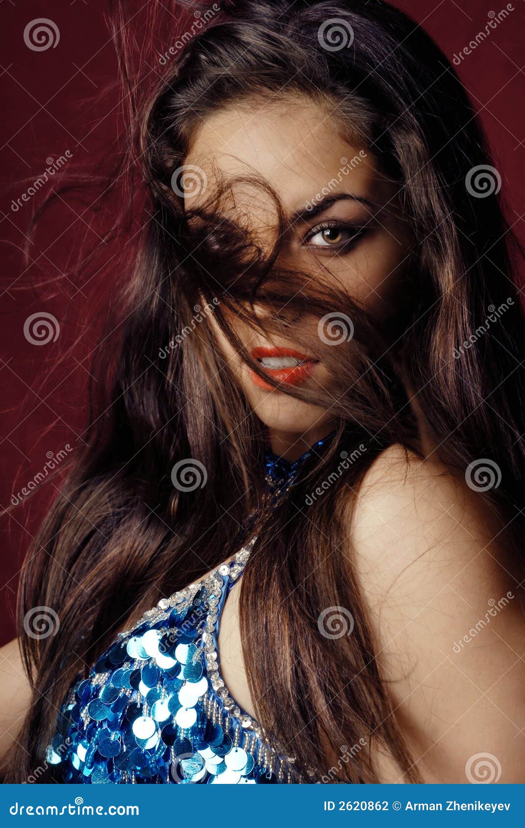 Windy Portrait of Belly Dancer Stock Photo - Image of hairstyle, grace ...