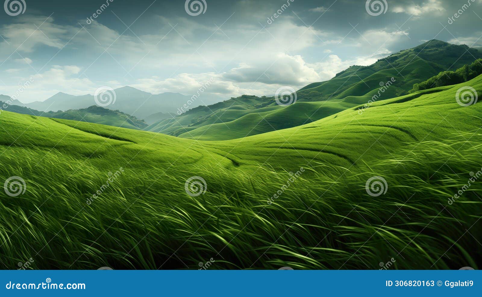 Windy Realistic Inspired Grass Field, Wallpaper Stock Illustration ...