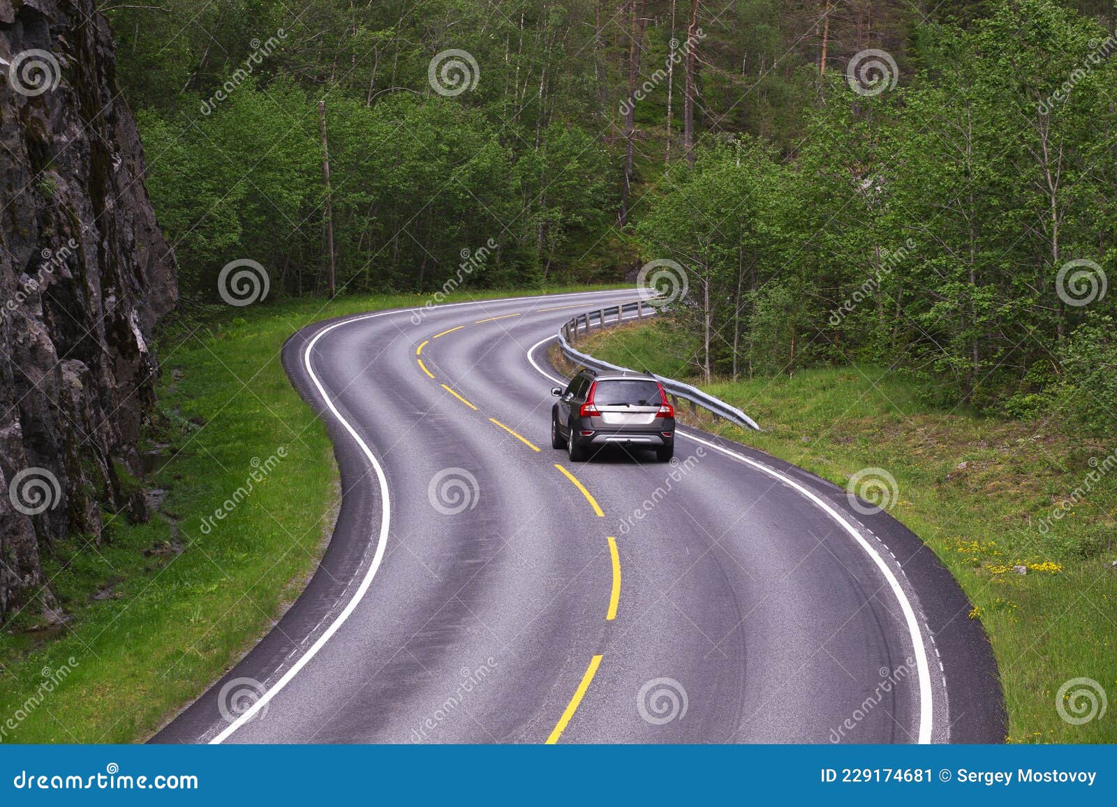 A windy road stock image. Image of road, rock, europe - 229174681
