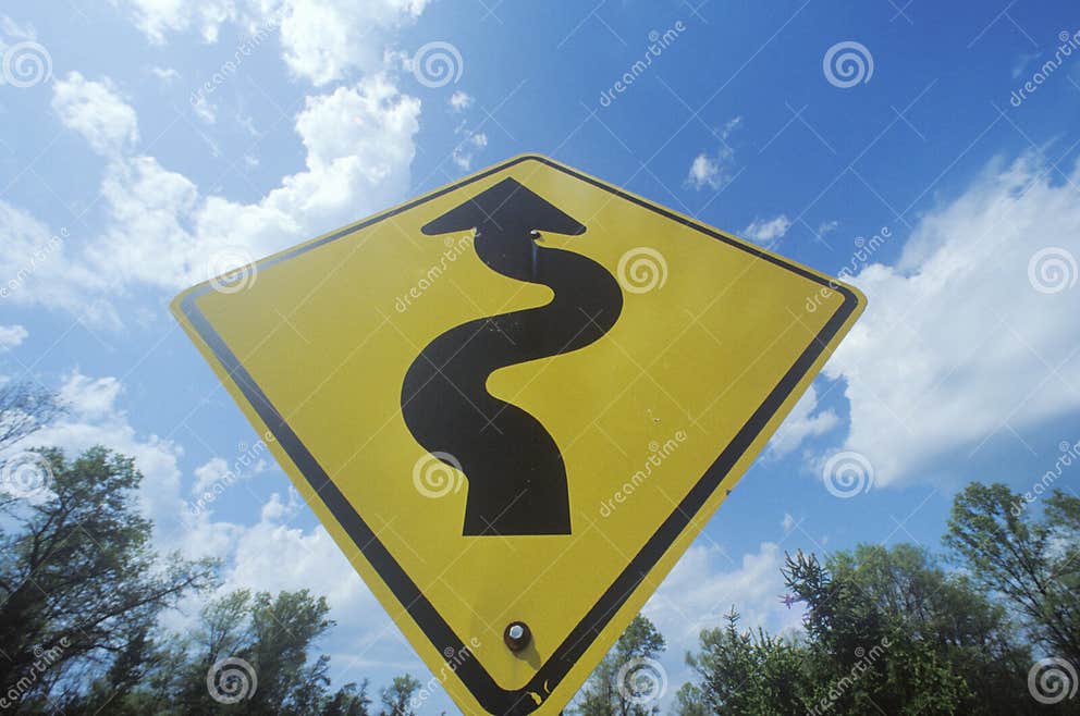 Windy road sign stock photo. Image of warnings, highway - 52302988