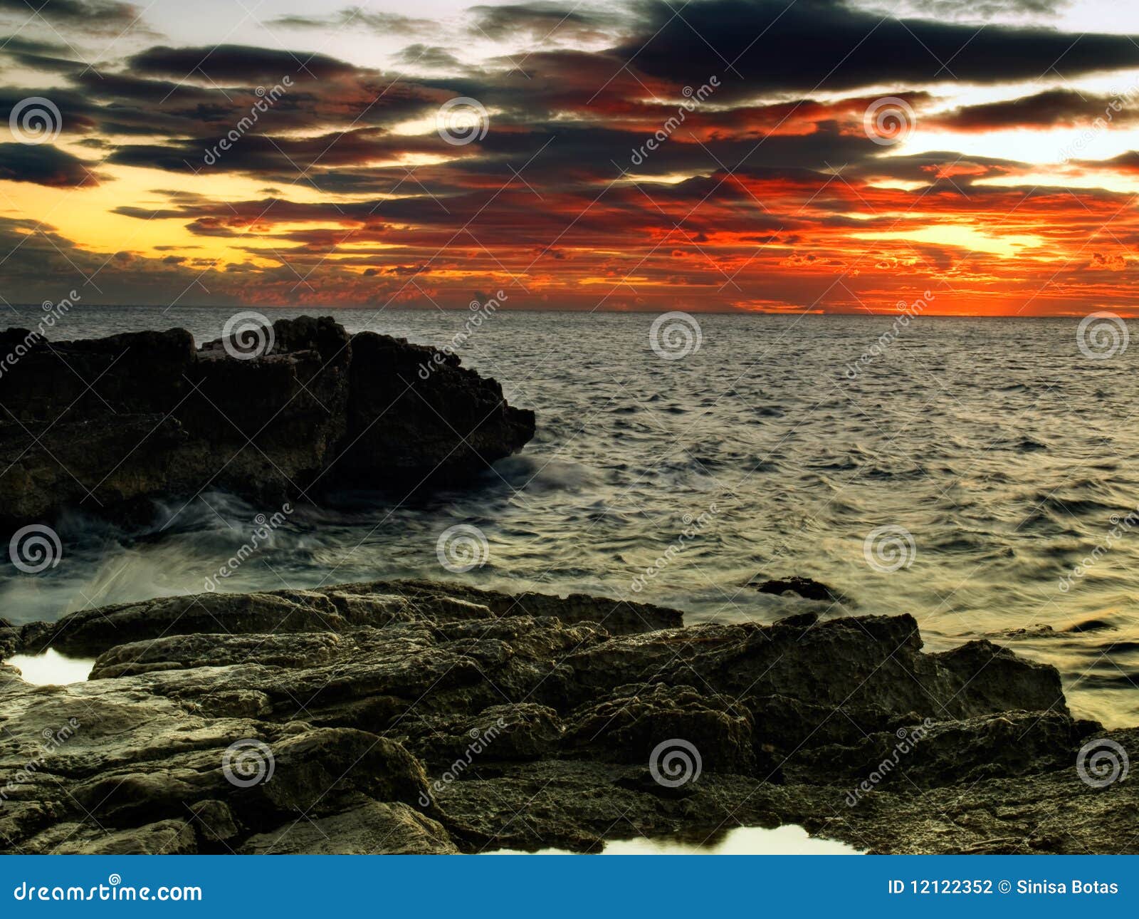 Windy sunset stock photo. Image of blue, adriatic, cumulus - 12122352