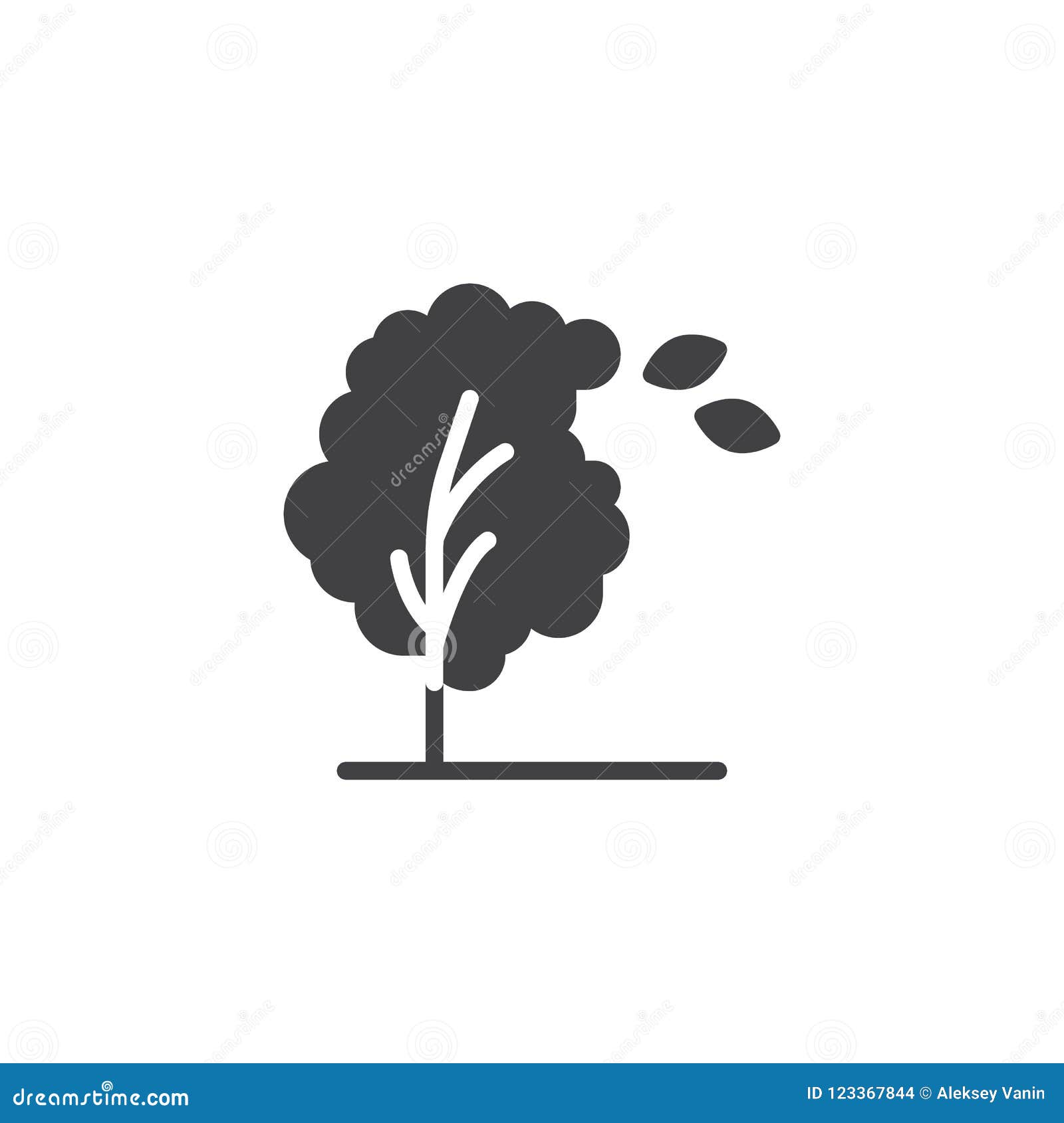 Windy Tree and Leaves Vector Icon Stock Vector - Illustration of season ...