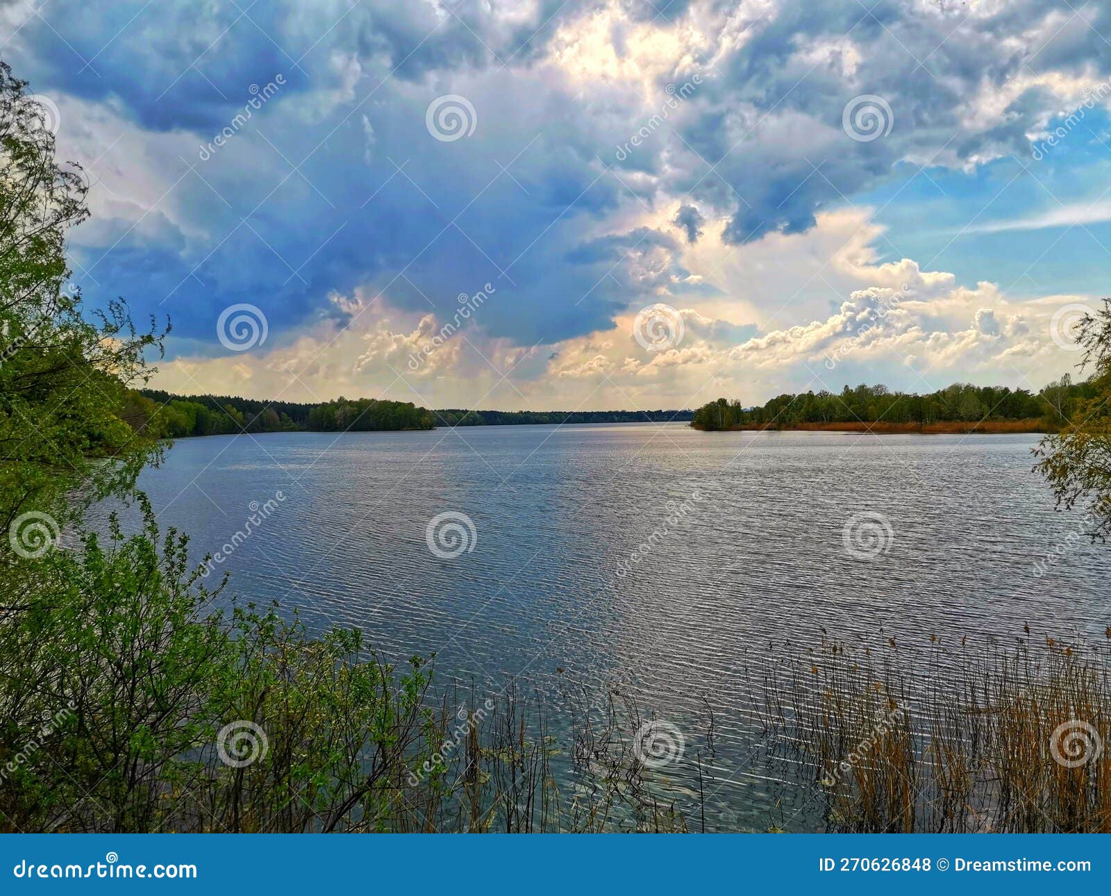 Windy Weather before Rain on the Lake. Beautiful Clouds Stock Photo ...