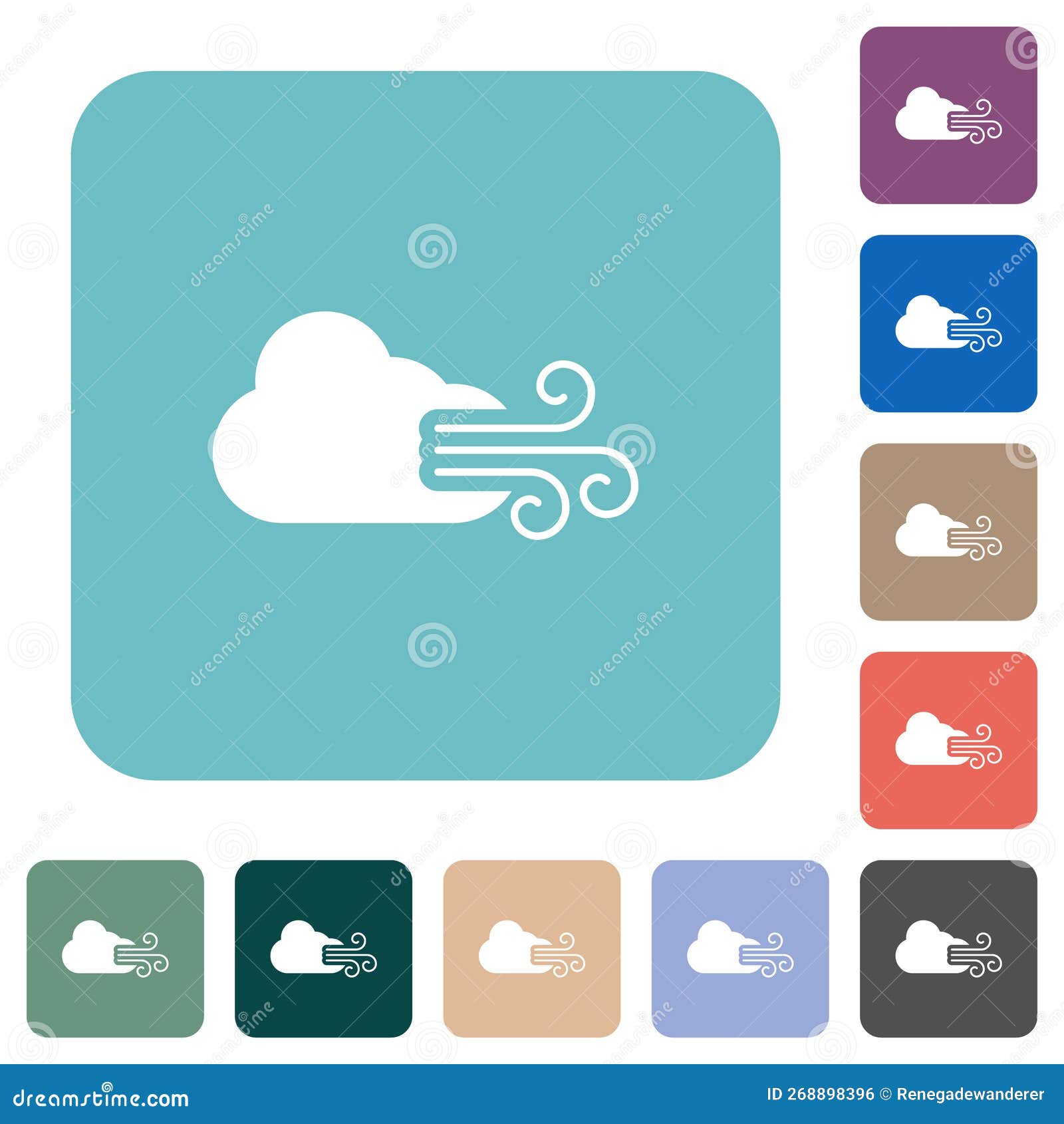 Windy Weather Rounded Square Flat Icons Stock Vector - Illustration of ...